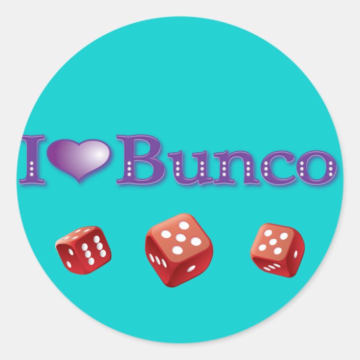 I Love Bunco with Red Dice Classic Round Sticker | Zazzle.com