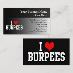 I Love Burpees, Fitness Business Card | Zazzle