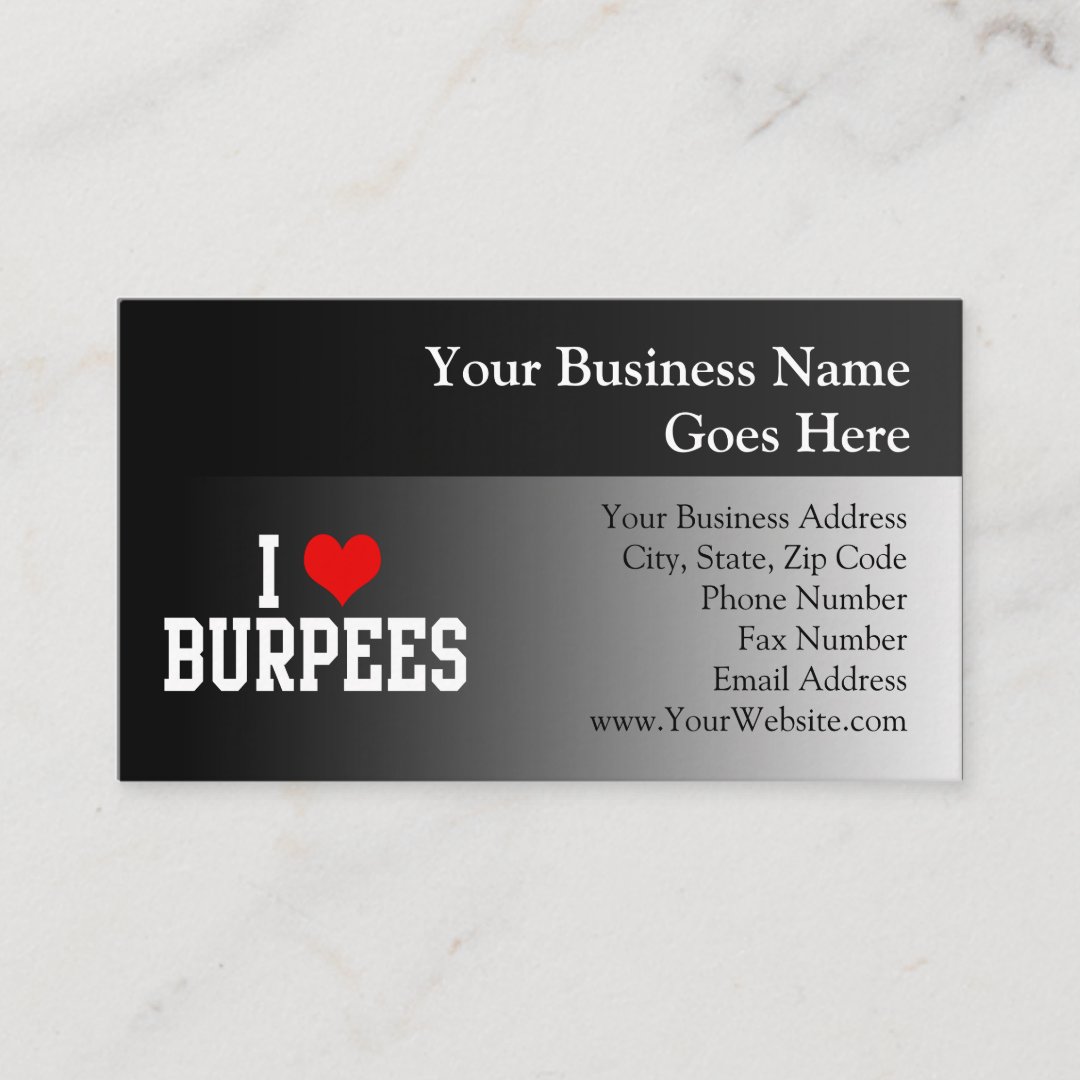 I Love Burpees, Fitness Business Card | Zazzle