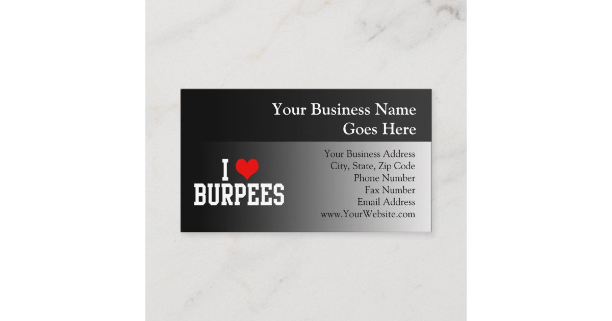 I Love Burpees, Fitness Business Card | Zazzle