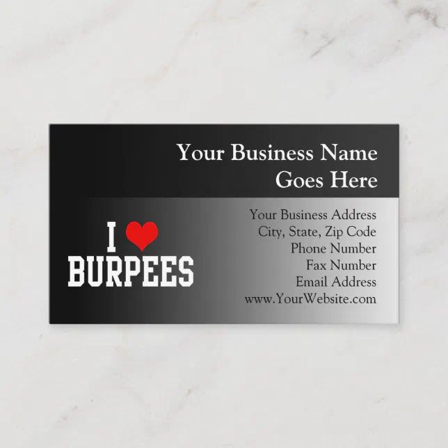 I Love Burpees, Fitness Business Card | Zazzle