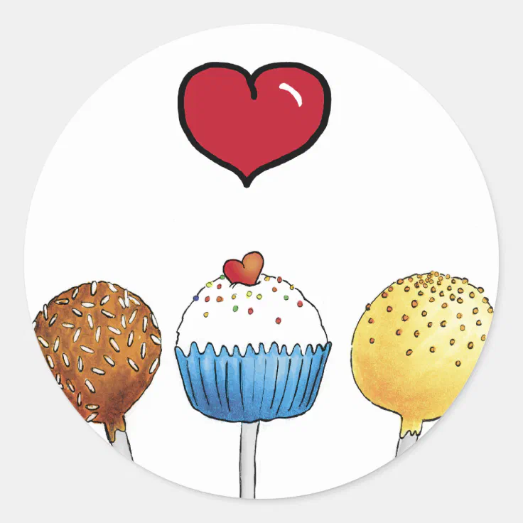 I love cake pops classic round sticker | Zazzle