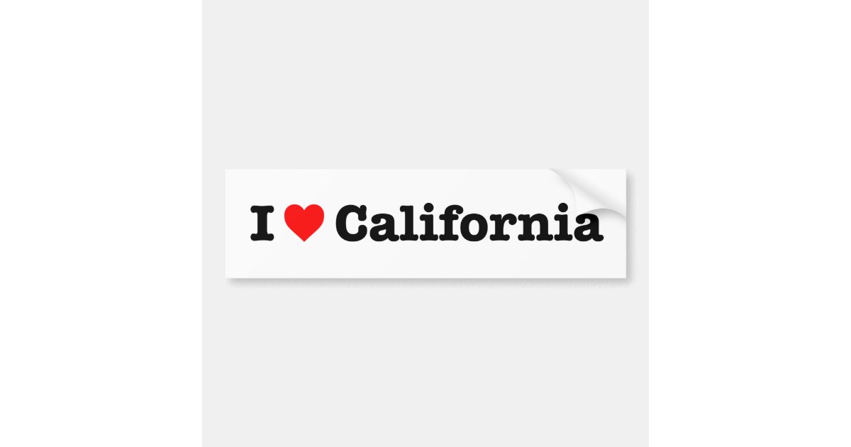"I LOVE CALIFORNIA" BUMPER STICKER | Zazzle