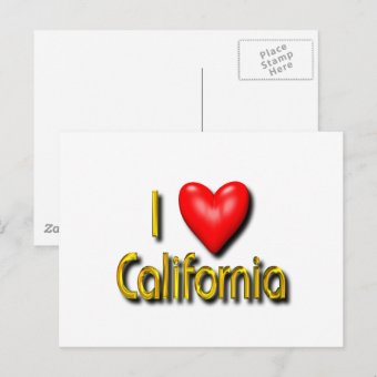 I Love California Postcard | Zazzle