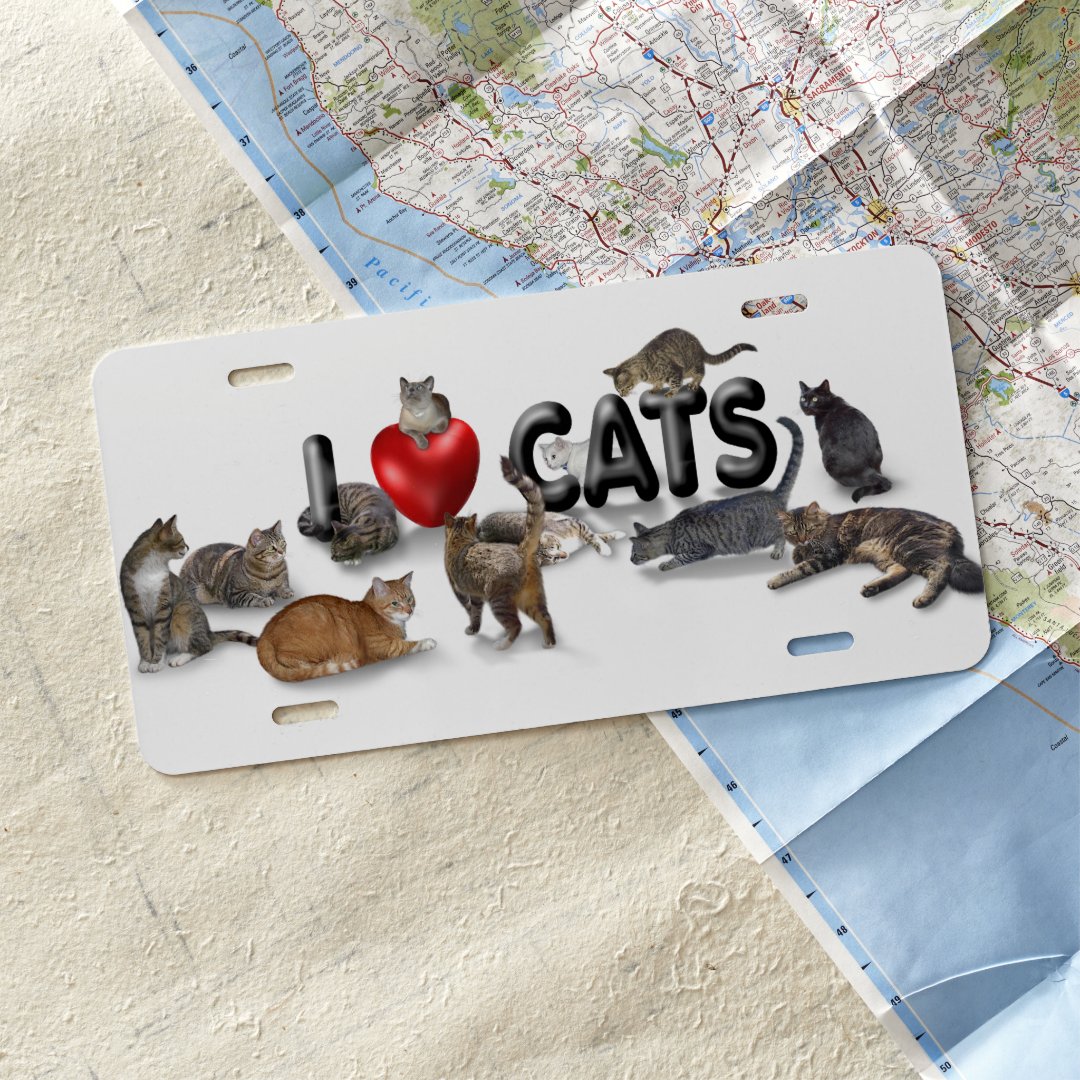 I love Cats License Plate | Zazzle