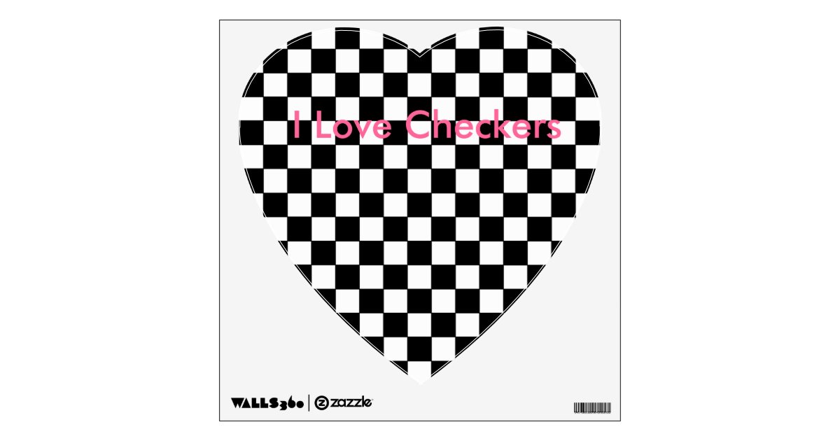 I Love Checkers Heart Decal Checkerboard B/W | Zazzle