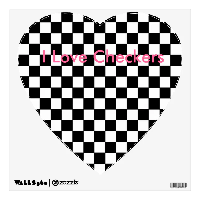 I Love Checkers Heart Decal Checkerboard B/W | Zazzle