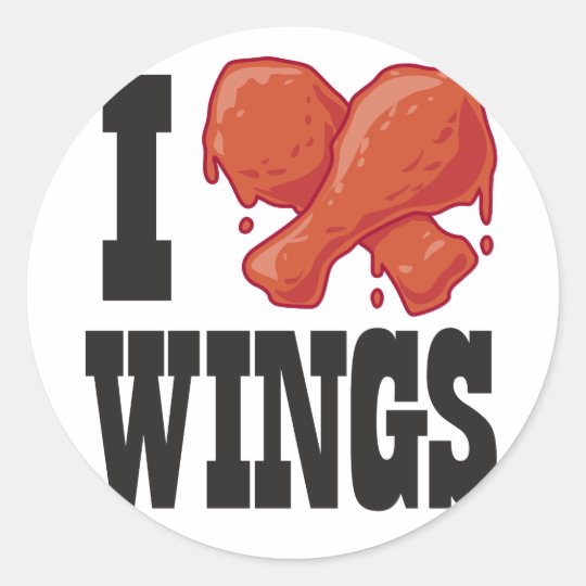 I Love Chicken Wings Classic Round Sticker | Zazzle.com