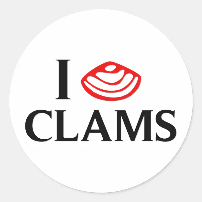 I Love Clams Classic Round Sticker | Zazzle