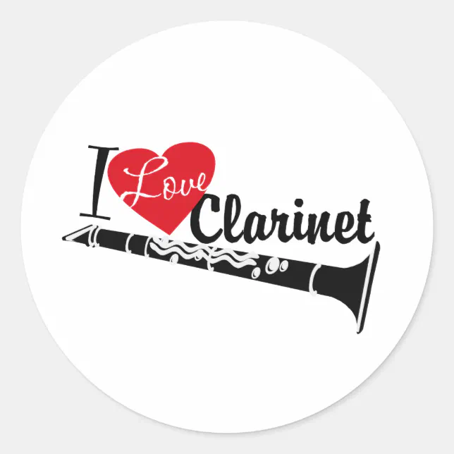 I Love Clarinet Classic Round Sticker | Zazzle