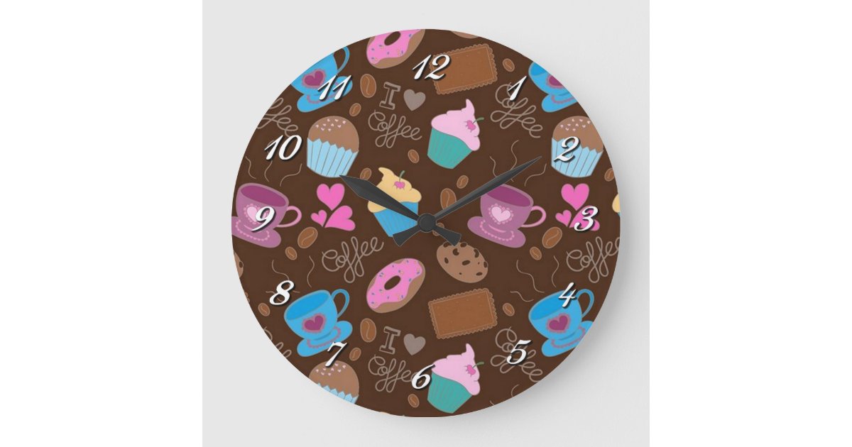 I Love Coffee Sweets & Treats Wall Clock | Zazzle