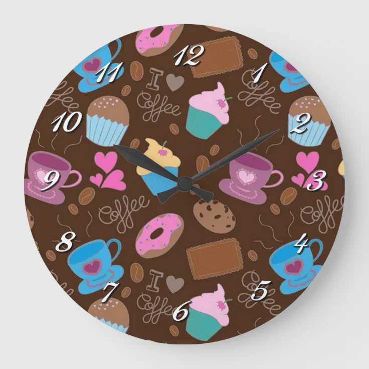 I Love Coffee Sweets & Treats Wall Clock | Zazzle