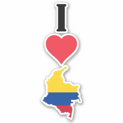 I Love Colombia Vertical I Heart Country Flag Map Sticker | Zazzle