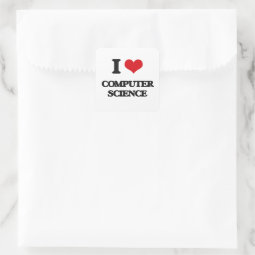 I Love Computer Science Square Sticker | Zazzle