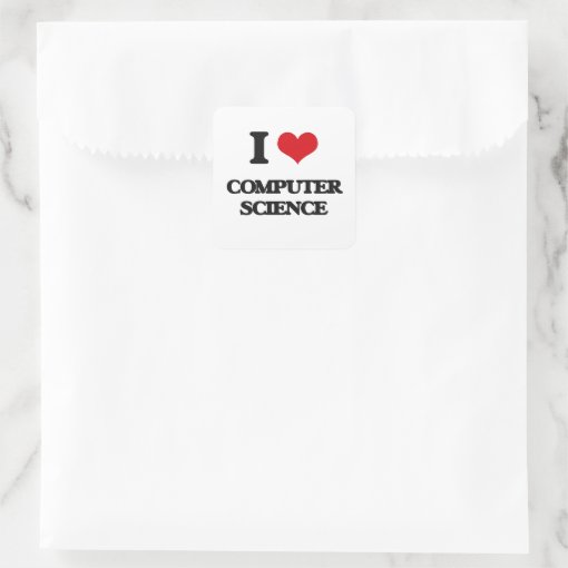 I Love Computer Science Square Sticker | Zazzle
