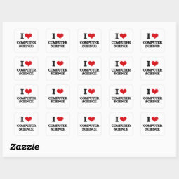 I Love Computer Science Square Sticker | Zazzle