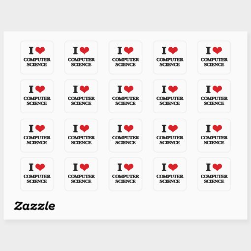 I Love Computer Science Square Sticker | Zazzle