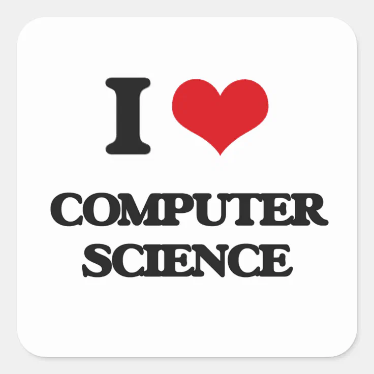 I Love Computer Science Square Sticker | Zazzle