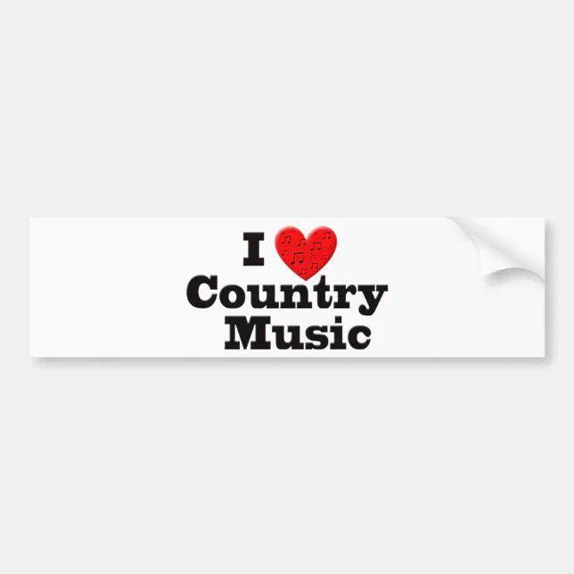 I Love Country Music Bumper Sticker | Zazzle