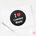 I love Country Music heart custom personalized Classic Round Sticker ...