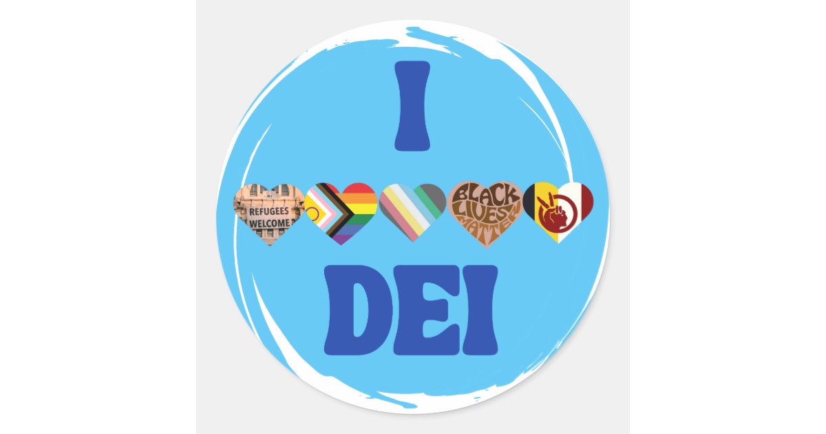 I Love DEI Classic Round Sticker | Zazzle
