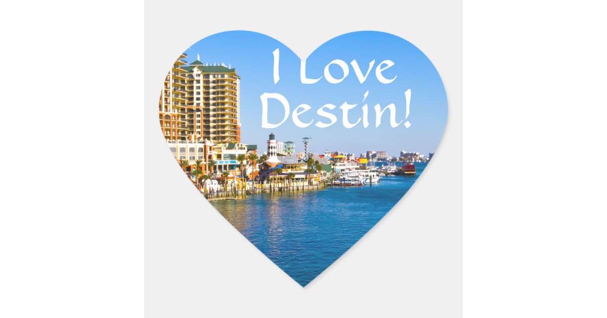 I Love Destin Florida Heart Shaped Stickers | Zazzle
