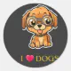 i love dog Custom Photo And Text Personalized Classic Round Sticker ...