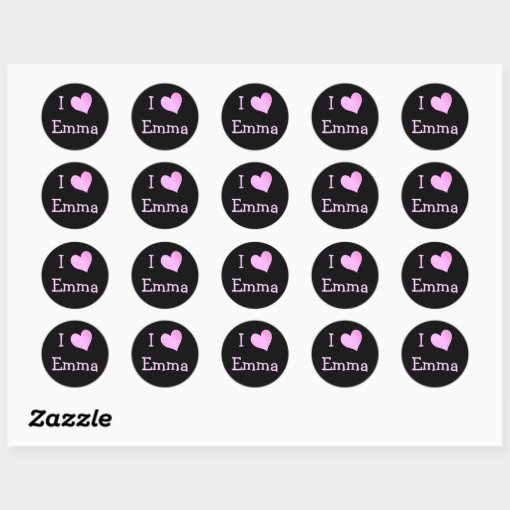 I Love Emma Classic Round Sticker | Zazzle