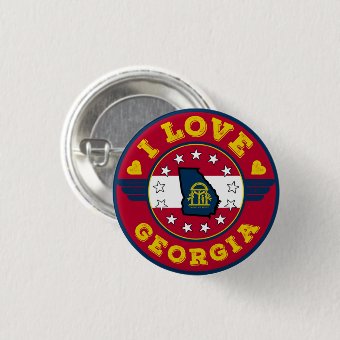 I Love Georgia State Map and Flag Button | Zazzle
