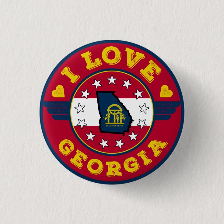 I Love Georgia State Map and Flag Button | Zazzle