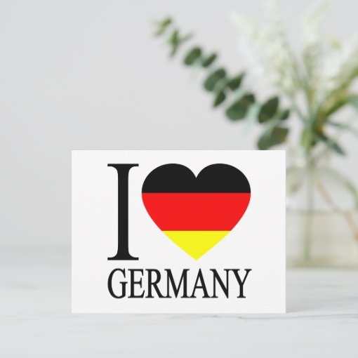 I Love Germany German Flag Heart Postcard | Zazzle
