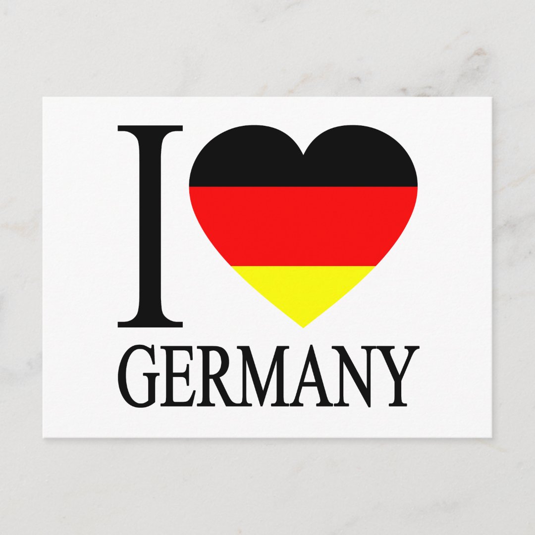 I Love Germany German Flag Heart Postcard | Zazzle