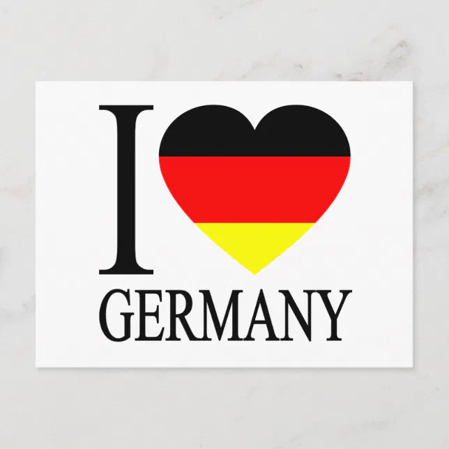 I Love Germany German Flag Heart Postcard | Zazzle