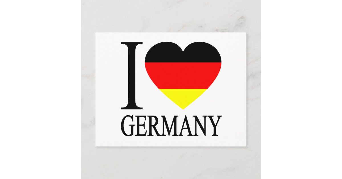 I Love Germany German Flag Heart Postcard | Zazzle