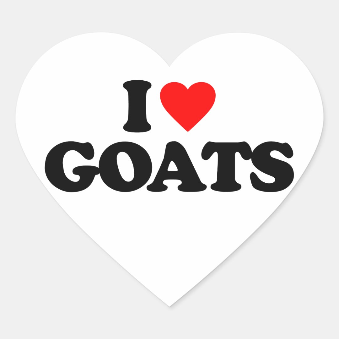 I LOVE GOATS HEART STICKER | Zazzle