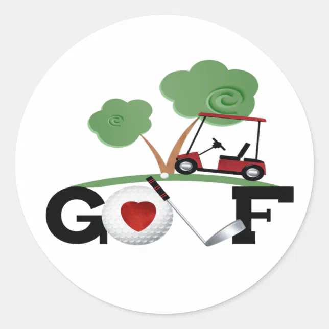 I Love Golf Classic Round Sticker | Zazzle