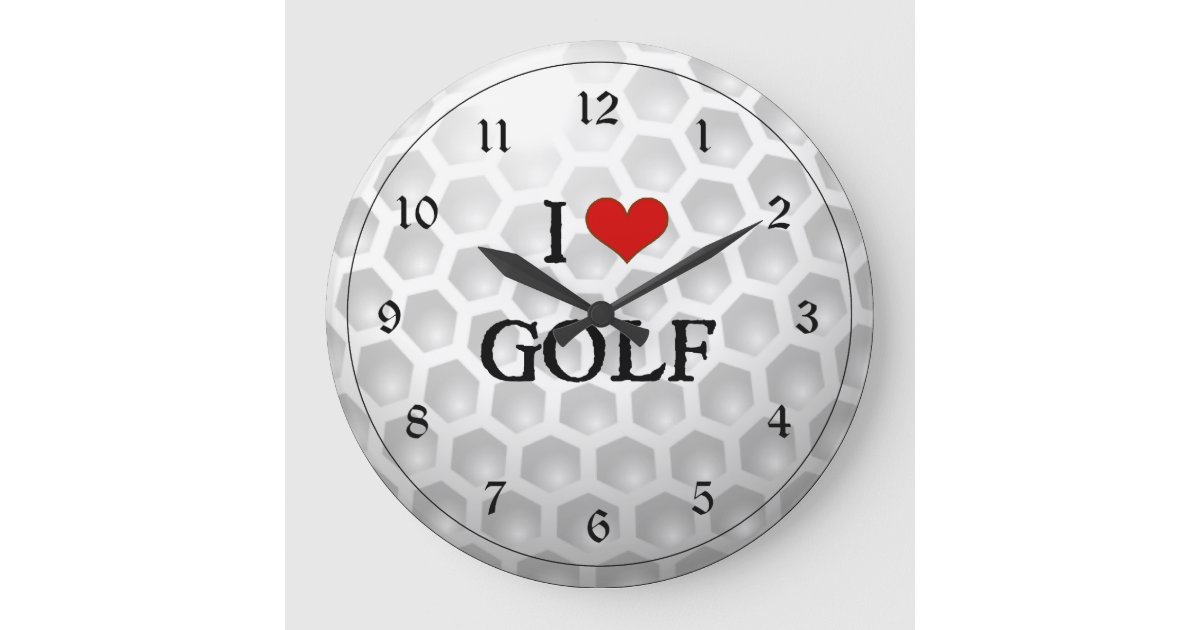 I Love Golf Large Clock | Zazzle