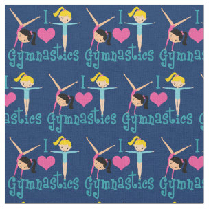 PRECIOUS PINK I LOVE GYMNASTICS FABRIC | Zazzle