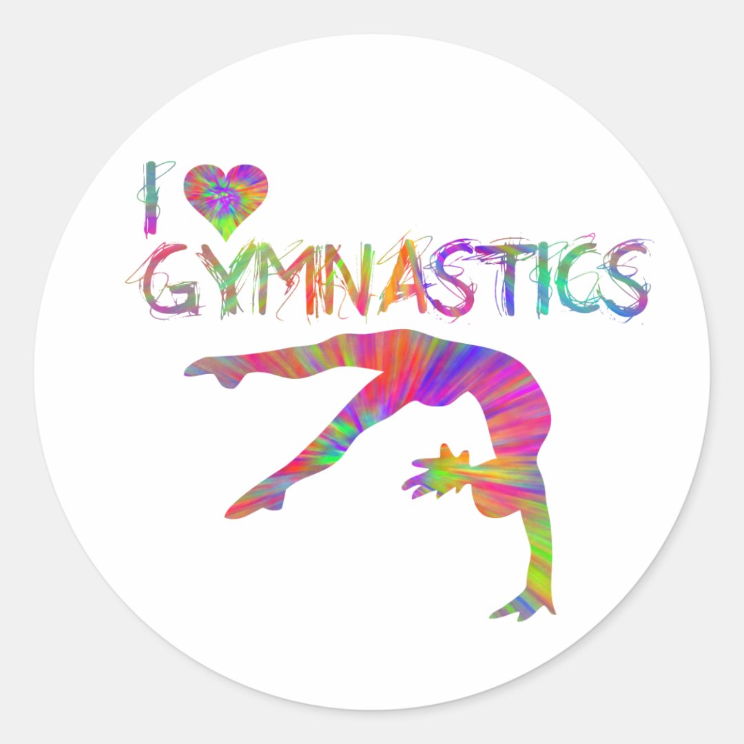 I Love Gymnastics Tie Dye Shirts Bags Stickers etc | Zazzle