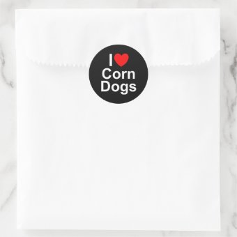 I Love (Heart) Corn Dogs Classic Round Sticker | Zazzle
