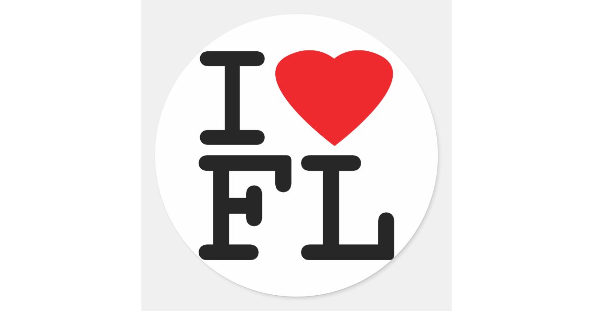 I Love Heart Florida Classic Round Sticker | Zazzle