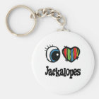 Jackalope on Dark Brown Wood Keychain | Zazzle.com