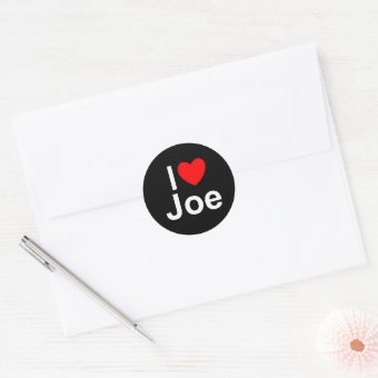 I Love (Heart) Joe Classic Round Sticker | Zazzle