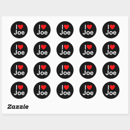 I Love (Heart) Joe Classic Round Sticker | Zazzle