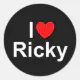 I Love (Heart) Ricky Classic Round Sticker | Zazzle