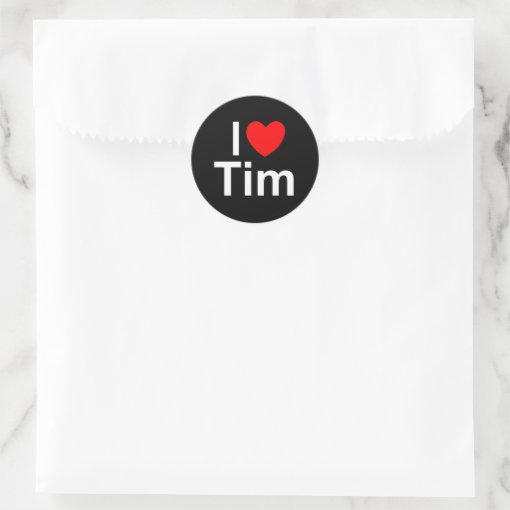 I Love (Heart) Tim Classic Round Sticker | Zazzle