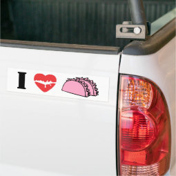 I Love Heart To Eat Pink Tacos Lips Bumper Sticker | Zazzle