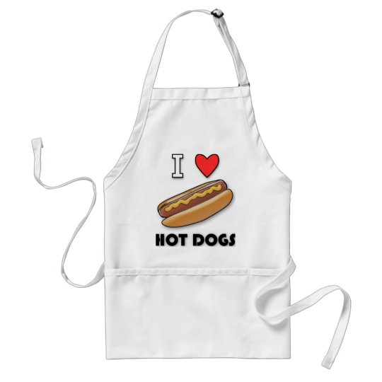 I Love Hot Dogs Adult Apron | Zazzle.com