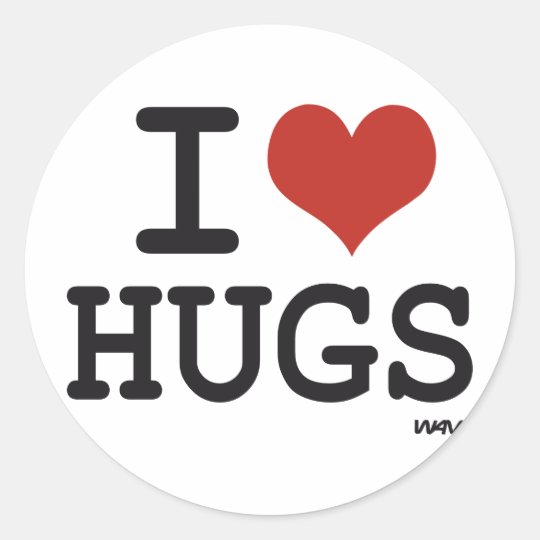 I love hugs classic round sticker | Zazzle.com