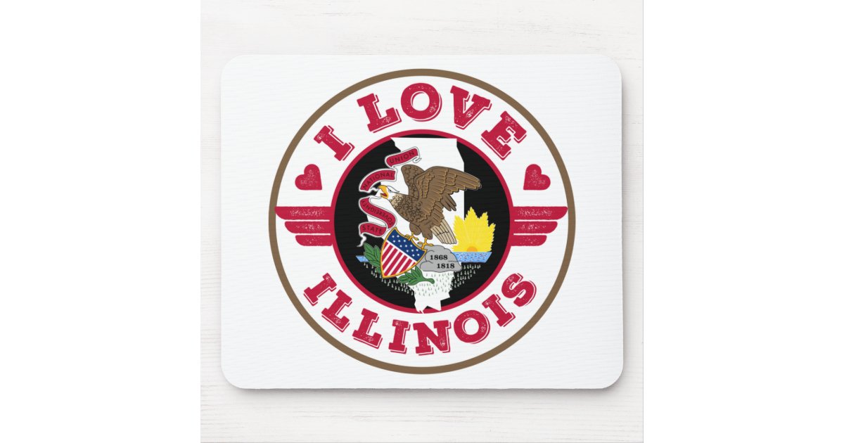 I Love Illinois State Map and Flag Mouse Pad | Zazzle